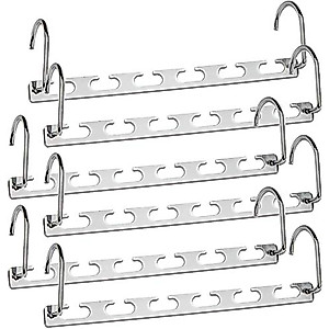 Dusdombr 6Pc Space Saving Hangers, Multi-Purpose Metal Magic Hangers Cascading Hanger Hook Design Metal Hangers for Organizing Wardrobe Clothing Hanger