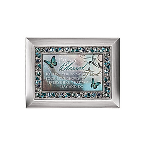 Cottage Garden I'm So Blessed to Have You Brushed Silvertone Jeweled Music Box Plays Wind Beneath My Wings