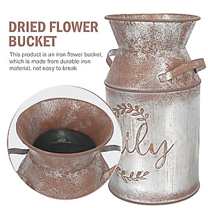YARDWE Rustic Metal Flower Vase Farmhouse Vase Galvanized Milk Jug Flower Vase Decorative Planter Buckets for Home Garden Decor Brown