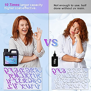 LET'S RESIN UV Resin, Upgraded 1,000g Crystal Clear UV Resin Hard, Low Odor Ultraviolet Epoxy Resin, UV Light Cure Solar Sunlight Activated Glue for Jewelry, Craft Decoration