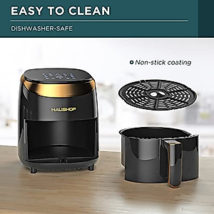 HAUSHOF Air Fryer, 4.2 Quart Compact Small Oven with 9 Cooking Functions, Nonstick Stainless Steel & Dishwasher-Safe, No-Oil Air Fry, Roast, Bake, Reheat, Fit for 1-4 People (Black)