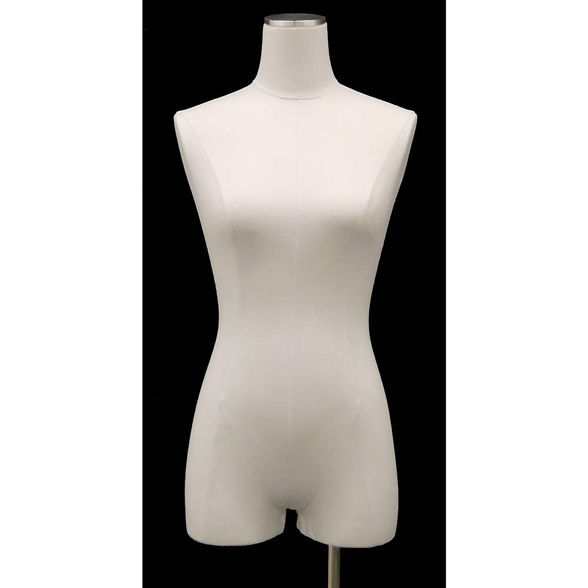 Adult Female White Linen Pinnable Dress Form Mannequin 3/4 Torso with Thighs and Rolling Chrome Base #F1WL-WCDX