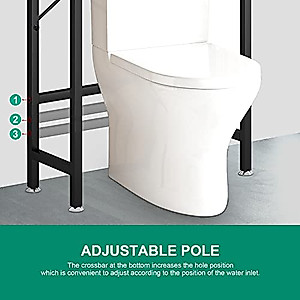 NicQliear Over The Toilet Storage Rack - 3-Tier Bathroom Organizer Shelf Over Toilet - Bathroom Space Saver Above The Toilet with 2 Hooks and 1 Toilet Paper Storage - Rustic Brown
