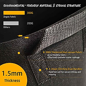 Zegos Grow Bags 15 Gallon 5 Packs Fabric Plant Pots with Heavy Duty Thickened Nonwoven Fabric and Handles for Indoor&Outdoor Garden Plants, Vegetable, Flowers, Potato (1 Pack Pruning Snips Included)