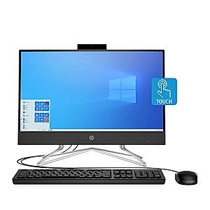 HP 2022 Newest 22-inch FHD IPS Touchscreen All-in-One Desktop Computer - Dual-Core AMD Ryzen 3 3250U - 12GB DDR4 RAM-256GB SSD - DVD-RW - WiFi Bluetooth - Windows 10 Pro - Black w/RATZK 32GB USB