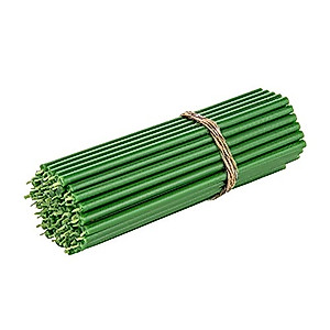 Danilovo Pure Beeswax Candles - No-Drip, Smoke-Less, Tall, Thin Taper Candles – Decorative Candles for Church Prayer, Decor or Birthday Candles – Honey Scented Candles – 6.4”x0.22” (Green, 50pcs)