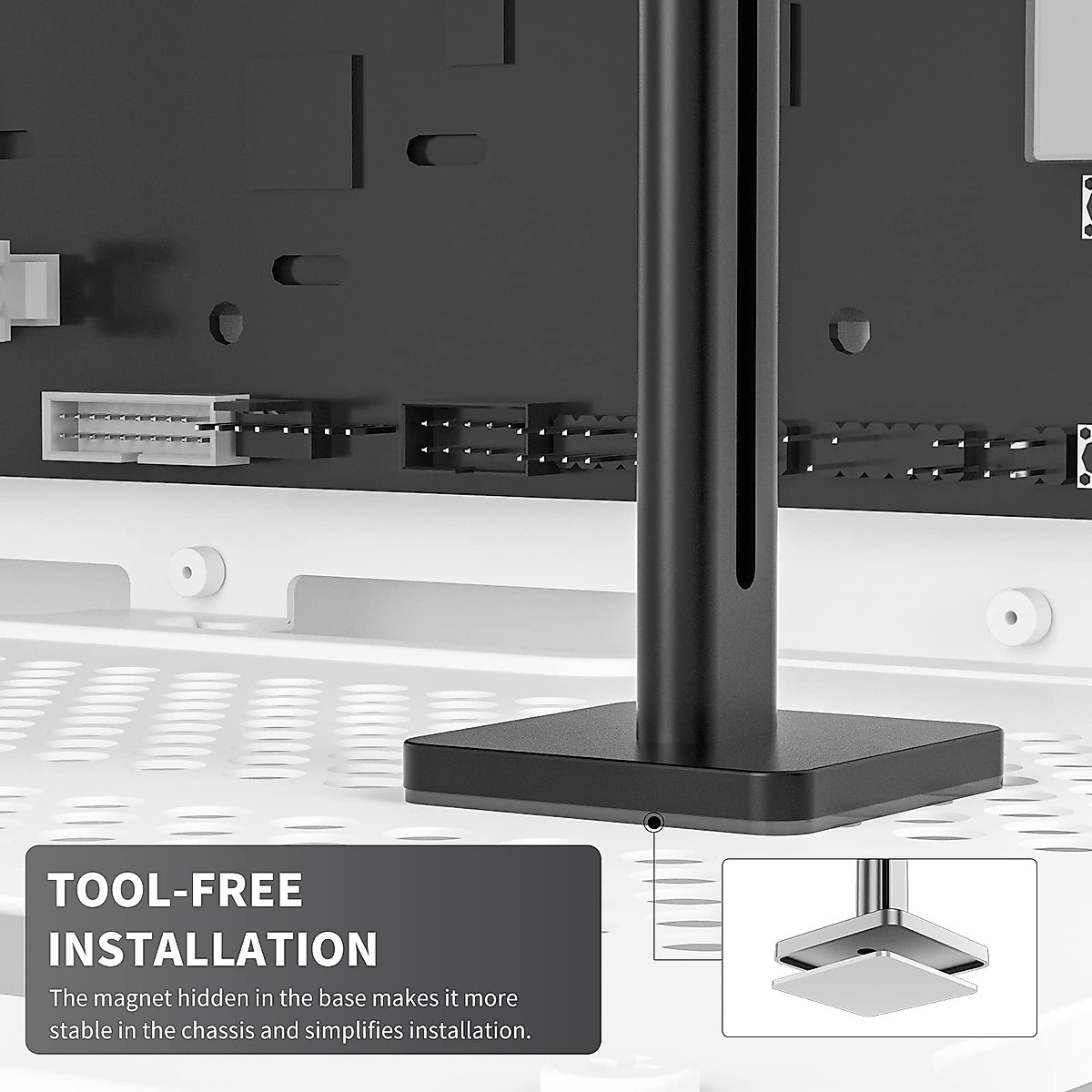 upHere Graphics Card GPU Brace Support Video Card Sag Holder/Holster Bracket, Anodized Aerospace Aluminum Black,Adjustable Height Support,GH02BK