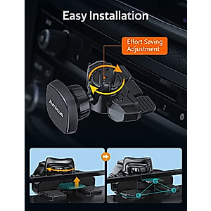 Amicus Magnetic CD Slot Phone Holder for Car, CD Player Cell Phone Mount with Strong Magnet, 360° Rotation Car Phone Mount Compatible with iPhone, Samsung, Galaxy, LG