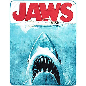 Silver Buffalo Jaws Great White Shark Throw Fleece Blanket - 45 x 60 inches | Soft and Cozy
