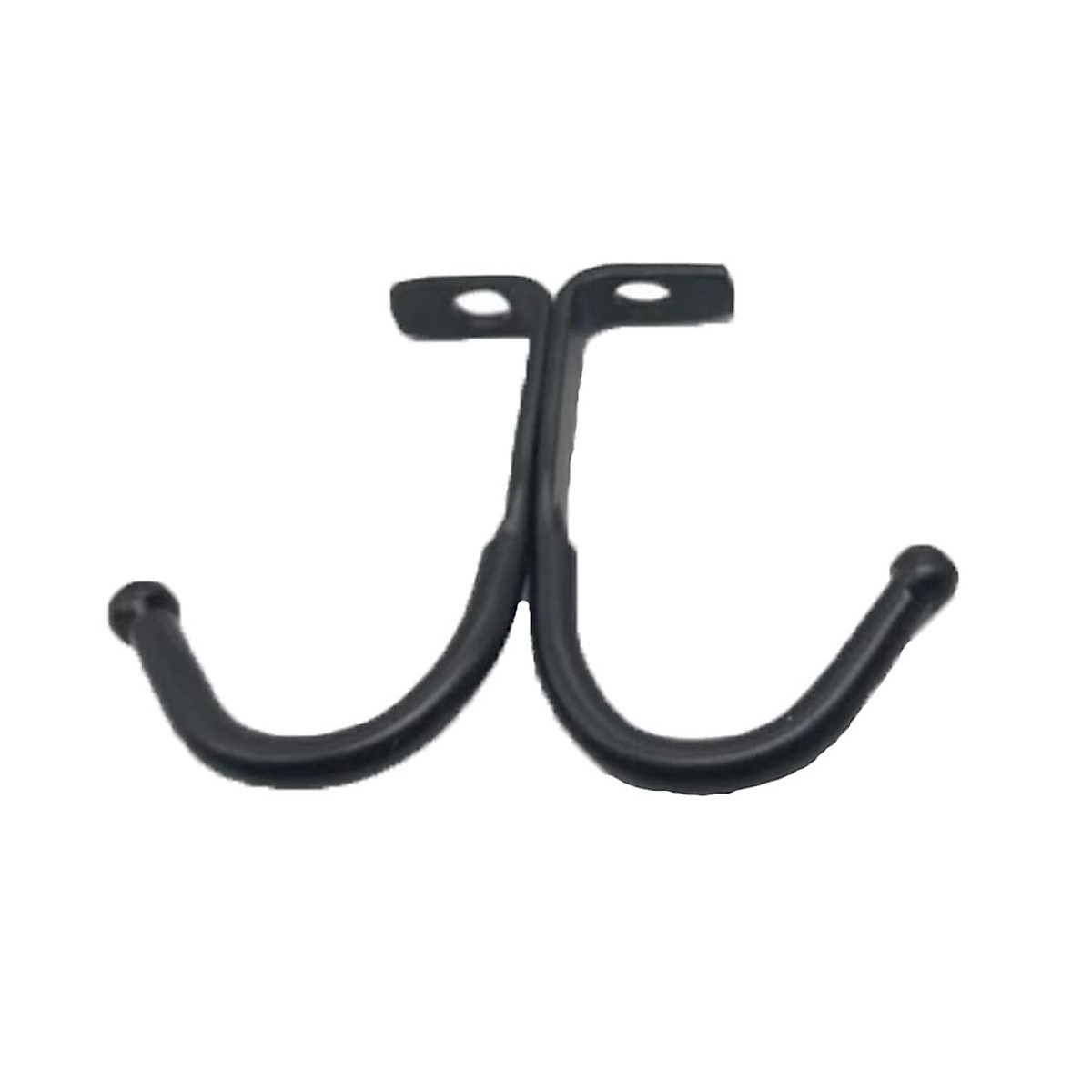 HOOUU 4 Pcs Iron Double Prong Ceiling Hook Towel Robe Clothes Hook for Cupboard Wardrobe Top Kitchen Bathroom Garage (Black)