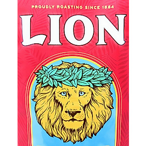 Lion Coffee Premium Gold Roast Whole Bean Coffee, 10% Kona Blend, Medium-Light Roast, A Taste of Aloha - 24 Ounce Bag