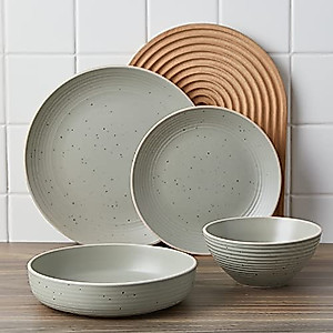 Stone Lain Lauren Stoneware Dinnerware Set, 16-Piece Service for 4, Green