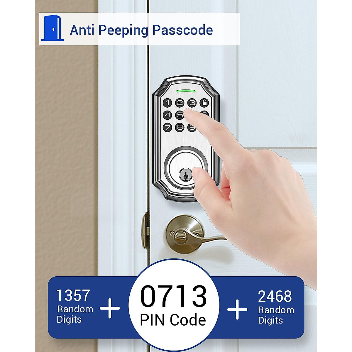 BULIST Smart Lock with Voice Prompts - Electronic Keypad Deadbolt Lock - Keyless Entry Door Lock with Auto Lock & Disable, 1S Locking for Home, Easy to Install and Program (Satin Nickel)
