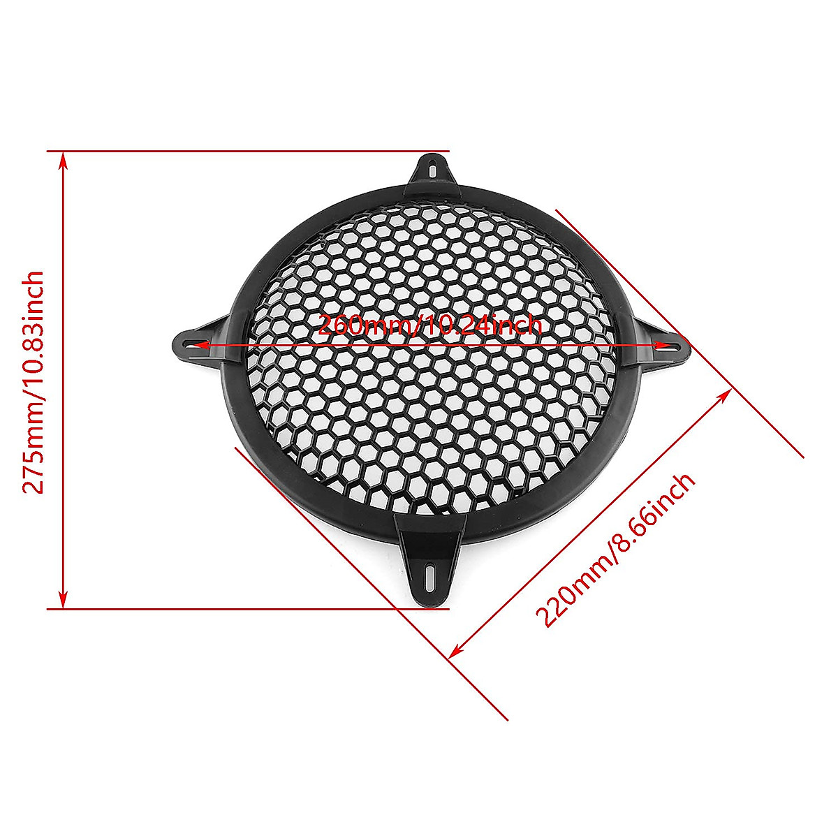 DGZZI Grill Cover 8" Black Hexagonal Plastic Mesh Car Audio Speaker Sub Woofer Grille Guard Protector Cover with 4PCS Screws Car Subwoofer Speaker Cover 8Inch
