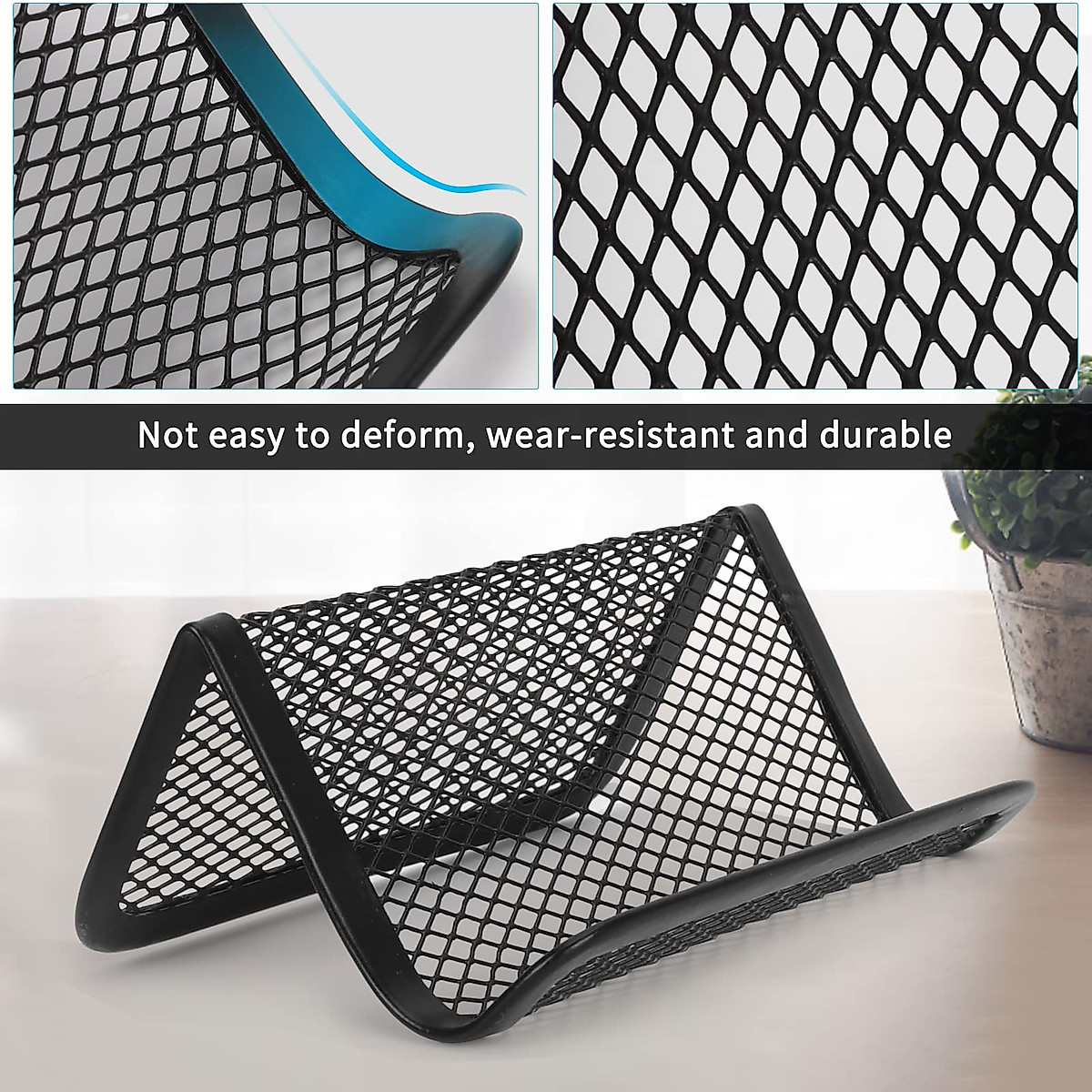 WWW Metal Business Card Holder for Desk,6 Pack Desktop Name Card Organizer Business Card Display Holders,Premium Card Holder for Office-Black