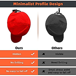 KOVSPO 10 PCS Adhesive Hat Hooks for Wall, Strong Hold Hat Hangers, Minimalist Hat Rack Design, No Drilling, Hat Hooks for Baseball Caps, Hat Holder Organizer for Wall, Door, Closet, Office, Bedroom