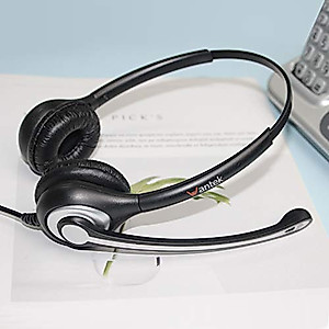 Phone Headset with Microphone Noise Cancelling & Volume Controls, 2.5mm Telephone Headset Compatible with Polycom Panasonic AT&T Vtech Uniden Office Cordless Phones, Clear Chat, Ultra Comfort