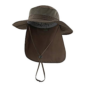 Home Prefer Outdoor UPF50+ Mesh Sun Hat Wide Brim Fishing Hat with Neck Flap (Army Green)