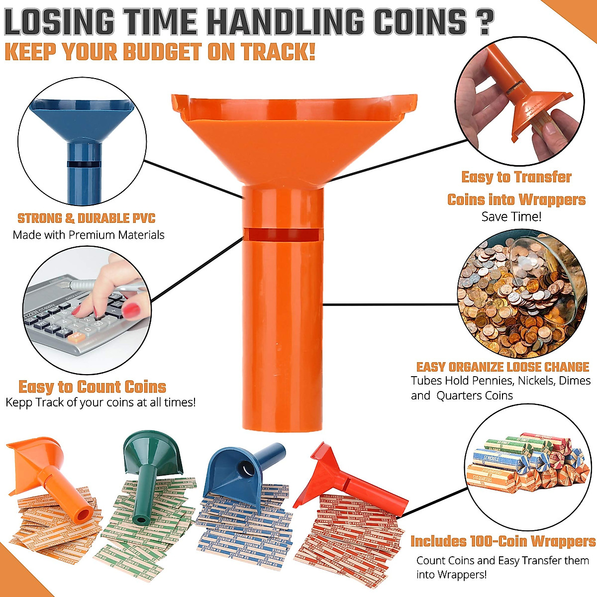 Coin Counters & Sorters Tubes Bundle - Easy U.S. Coin Sorting