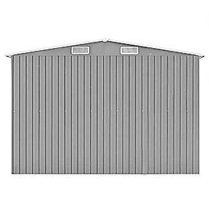 INLIFE Garden Shed,Galvanized Steel Metal Storage Shed with Sliding Doors and Vents Outdoor Tool Storage Shed for Garden,Patio,Backyard Garden Storage Shed Gray 101.2"x389.8"x71.3"