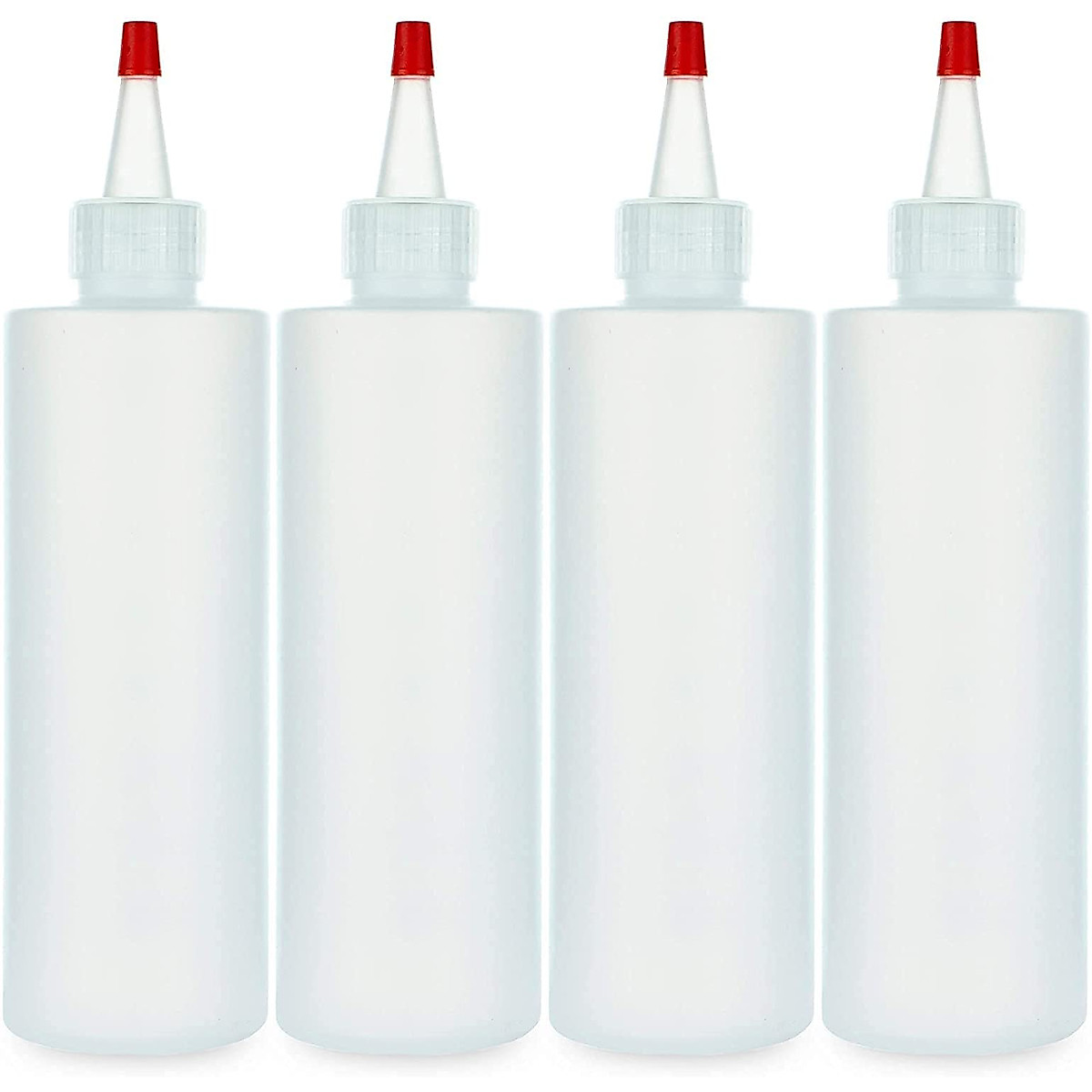 BRIGHTFROM Squeeze Bottles 8 Ounce for Sauces, Olive Oil, Ketchup, Mustard, Syrup - Plastic Dispenser Container for Kitchen/Cooking, BPA Free Condiment Bottle (Pack of 4)