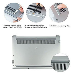 4 PCS Non-Slip Bumper Feet Strips,OBKJJ Notebook DIY Bumper Feet Replacement Tool(Metal Crowbar×1,Tweezers×1) for Dell Inspiron |15 7569 7579|5368 5378|7460 7472 7560 7572 |7368 7378 |1