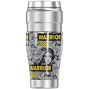 Wonder Woman Warrior Pattern, THERMOS STAINLESS KING Stainless Steel Travel Tumbler, Vacuum insulated & Double Wall, 16oz