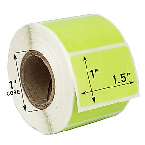 HOUSELABELS 1.5" x 1" Green Multipurpose Labels on 1" Core Compatible with Zebra and Rollo Printers, 1 Roll / 520 Labels per Roll