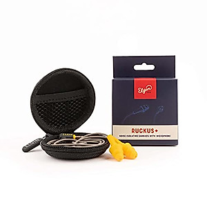 Elgin Ruckus+ Earplug Earbuds with Mic, 25 dB Noise Reduction Wired Earbuds, Safety Ear Plugs Headphones, OSHA Compliant Hearing Protection for Work Construction Industrial, Sweatproof Headphones