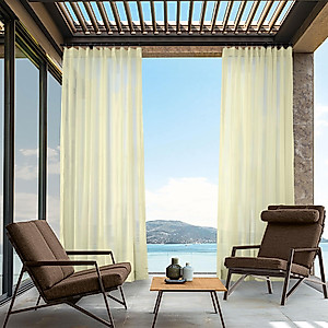 cololeaf Indoor Outdoor Sheer Curtain for Patio| Porch| Gazebo| Pergola | Cabana | Dock| Beach Home| Backyard| Country| Garden| Wedding - Pinch Pleat - Ivory 52" W x 96" L (1 Panel)