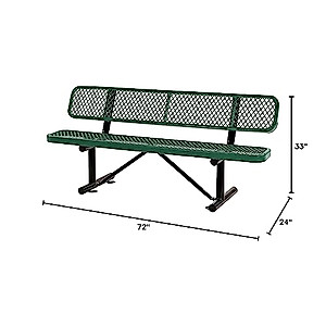 Global Industrial 72" L Expanded Metal Mesh Bench w/Back Rest, Green