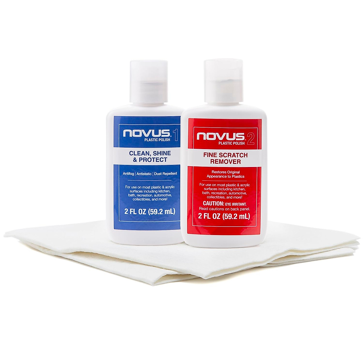 NOVUS-PK2-2 | Plastic Clean & Shine #1, Fine Scratch Remover #2 and Polish Mates Pack | 2 Ounce Bottles