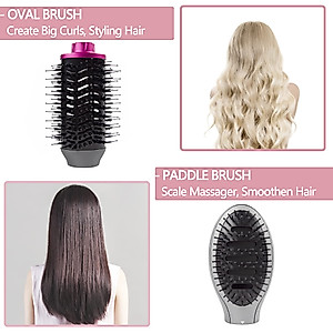 4 in 1 Blow Dryer Brush with Diffuser, Hair Dryer Brush and Volumizer, One-Step Hot Air Brush for Women, Detachable Hair Dryer Styler 1100W for Straightening Curling Drying Scalp Massage Styling