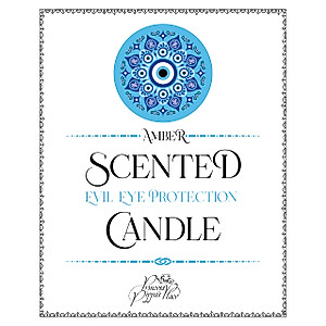 Evil Eye Candle, 10.5 Oz Evil Eye Spiritual Protection Candles with Crystals & Cotton Wick in Glass Jar, Soy Candle, Amber Scented Candles for Relaxing Healing Good Energy Aromatherapy Décor, Pack-1