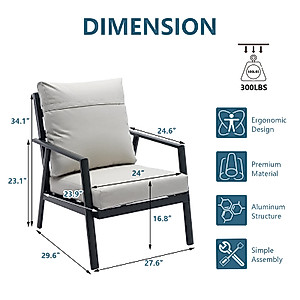 LebenLiebe 2 Pieces Patio Furniture Sets Outdoor Sectional Sofa Set High Back Outdoor Sofas Aluminum Patio Sofa Set with Beige Cushions