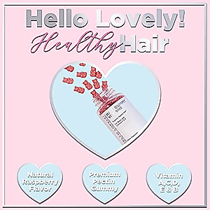 Hello Lovely! Hair Vitamins Gummies with Biotin 5000 mcg Vitamin E & C Support Hair Growth, Premium Vegetarian Non-GMO, for Stronger Beautiful Hair & Nails, Biotin Gummies Supplement - 60 Gummy Bears
