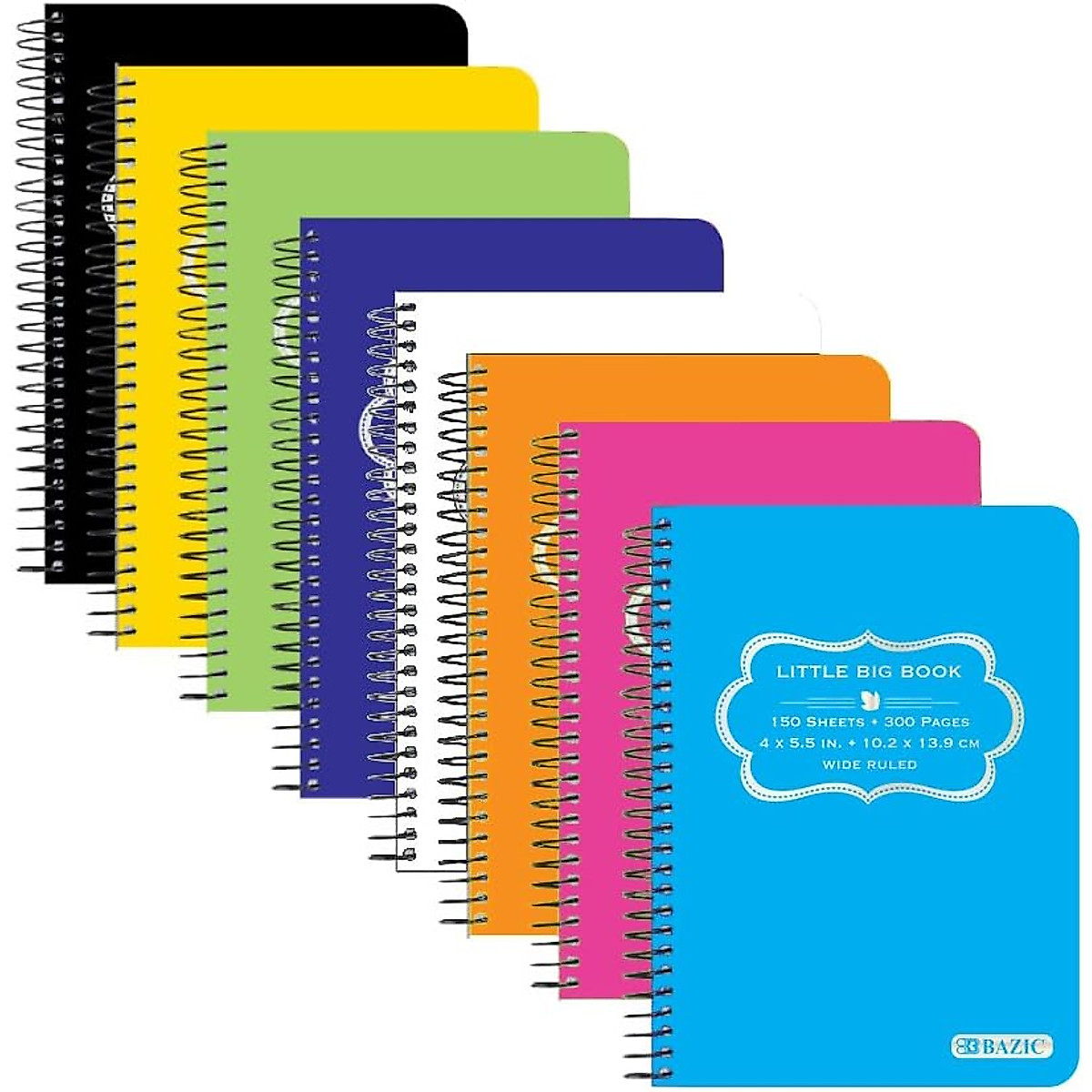 BAZIC 150 Ct. 4" X 5.5" Poly Cover Spiral Fat Book (5460)