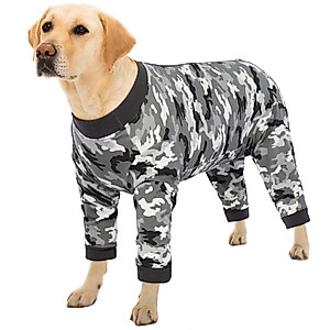 Kuoser Dog Surgery Suit Female Spay, Soft Dog Pajamas, Long Sleeve Dog Recovery Suit, Dog Clothes Onesie for Surgery, Pet Neuter Spay Bodysuit Apparel with Zipper, E-Collar & Cone Alternative