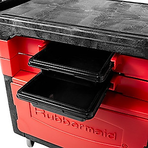 Rubbermaid Commercial Products Trades Tool Utility Cart, Locking Cabinet, with 2 Parts Boxes and 4 Parts Bins, 330 lb. Capacity, 5" Casters, Black, for Warehouse/Garage/Cleaning/Maintenance