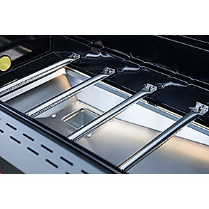 Megamaster 720-0982 5 Burner Propane Barbecue Gas Grill, Side Shelves with Hooks, for Outdoor Cooking, Patio, Garden Barbecue Grill, 50000 BTUs, Open Chart, Black