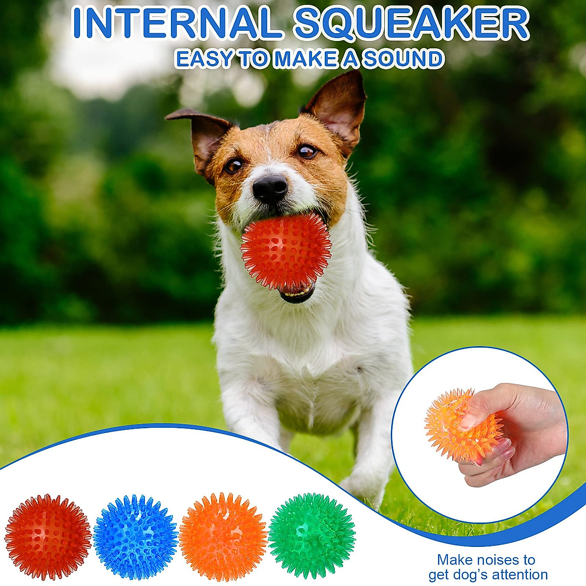 Hanaive 36 Pcs Squeaky Balls for Dogs Squeaky Dog Toys Bulk 2.5 Inch Spiky Dog Chew Balls for Small Dogs Interactive Fetch Toys for Puppy Cleans Teeth for Healthier Gums