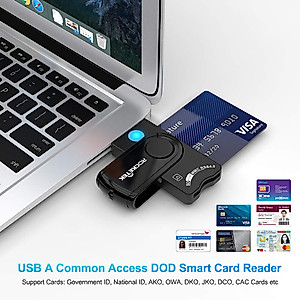 Smart Card Reader, 4 in 1 USB SIM Card Adapter, Identiv Credit ID CAC Card Reader Military, Common Access Card Reader, SIM/MMC/RS&4.0/SDHC/SDXC/SD/TF/Micro SD Card for Windows, Linux/Unix, MacOS X