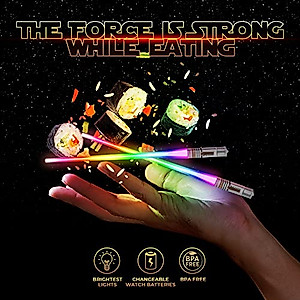 Lightsaber Chopsticks Light Up Star Wars Chopsticks Lightsaber Cool Chopsticks Light Saber Led Chopsticks, 1 PAIR, 8 Color Modes Frost Tips Carry Case