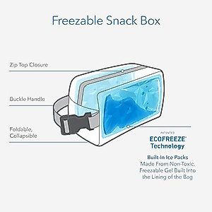 PackIt Freezable Snack Box, Heather Leopard Navy, Built with EcoFreeze Technology, Collapsible, Reusable, Zip Closure with Buckle Handle, Fresh Snacks on the go