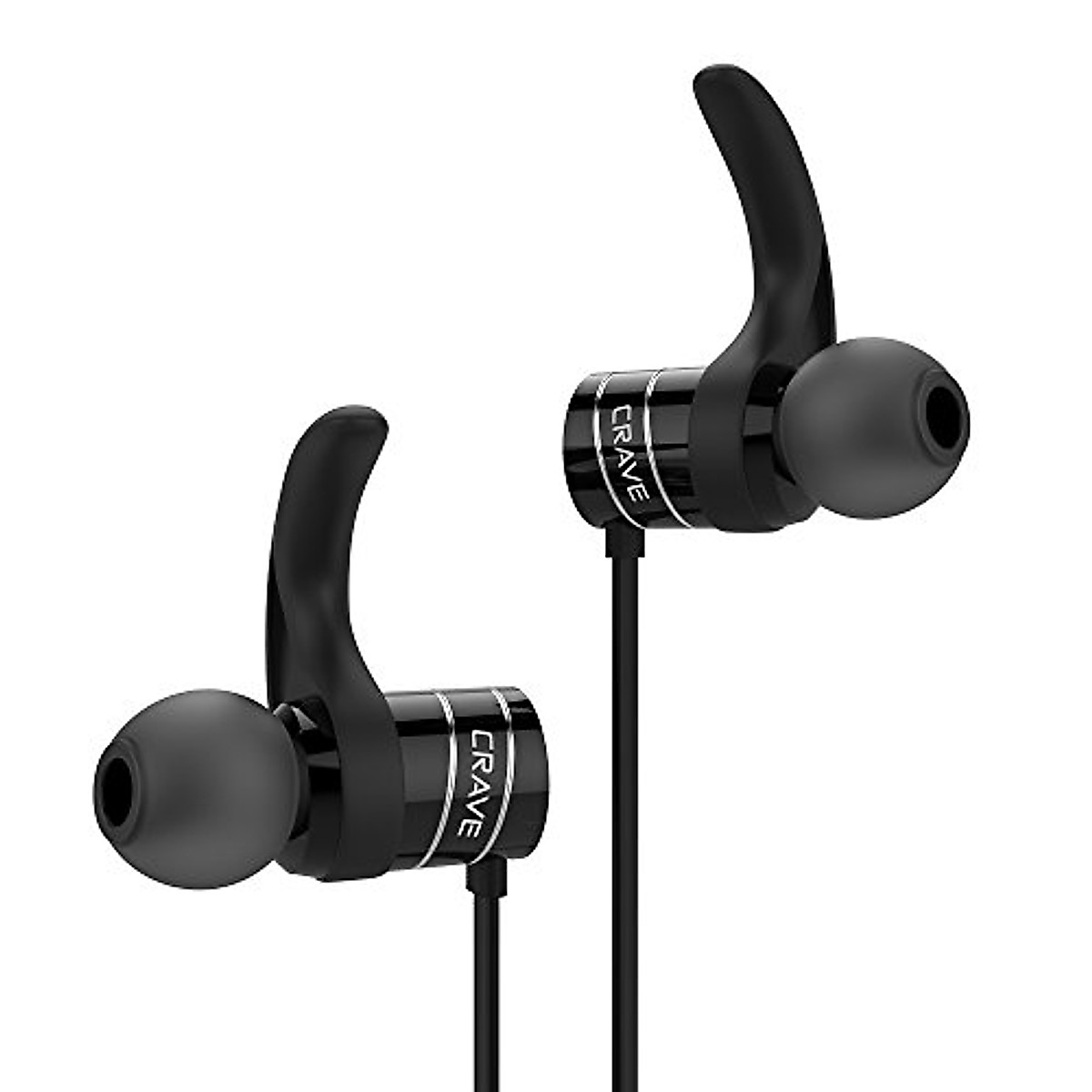 Crave Octane Wireless Bluetooth Earphones, in-Ear Sweat and Water Resistant Stereo Headphones Earbuds with 8 Hour Battery, Magnetic Ends, Built-in Mic - Black