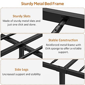 Winkalon Full Size Bed Frame with Headboard, Bed Frame with Charging Station, Metal Platform Bed Frame Full No Box Spring Needed, Modern Wood Upholstered Headboard and Under Bed Storage