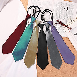 Allegra K Men's Pre-Tied Zipper Tie Solid Color Formal Casual Adjustable 8cm Wide Tie 35 cm/13.8" Black