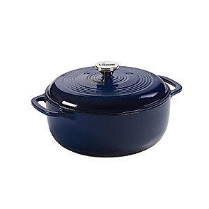Lodge Enameled Dutch Oven, 6 Qt, Indigo & Enameled Cast Iron and Stoneware Care Kit, 12 oz