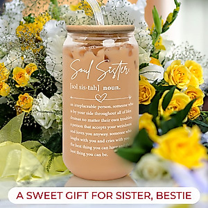 Sisters Gifts from Sister - Gifts for Sister, Big Sister - Sister Birthday Gifts from Sister - Friendship Gifts for Women Friends, Gifts for Friends Female, Bestie Gifts for Women - 16 Oz Can Glass