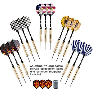UZOPI 15 Packs Steel Tip Darts 18 Grams with Dart Sharpener and 3 Extra Flights, Aluminum Shafts & Brass Barrels, Levels in Every Rec Room, Man Cave, Bar and Game Room